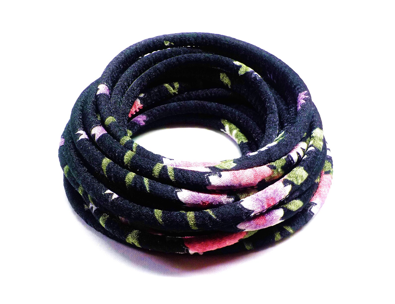 Black Japanese Style Fabric Satin Cord, Round Floral Cord, Textile Cord ...