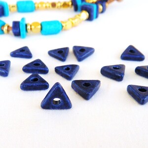 Greek Ceramic Triagle Washers, Triangular Beads, Dark Blue Matte Finish ...