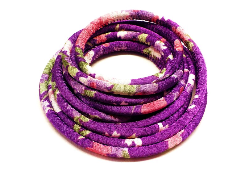 Purple Japanese Style Fabric Satin Cord Round Floral Cord | Etsy