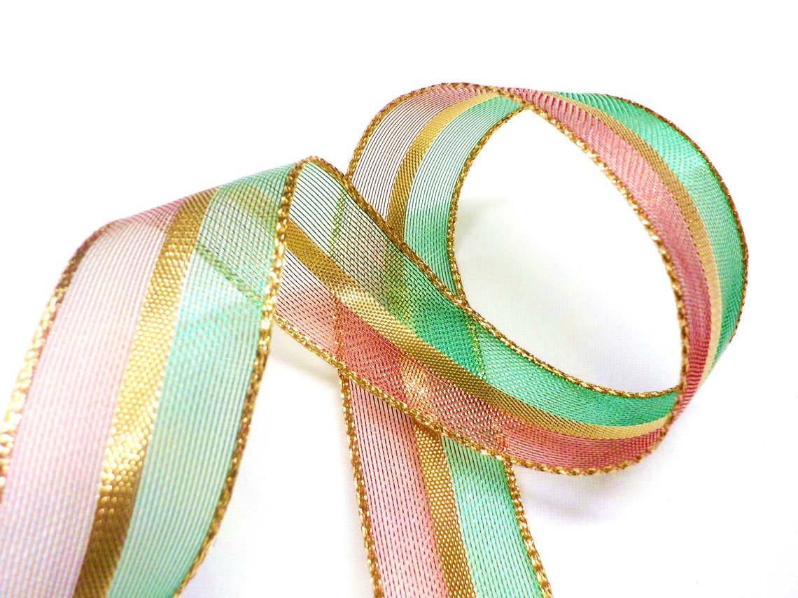 Red Green Gold Metallic Ribbon Sparkle Double Sided Ribbon - Etsy
