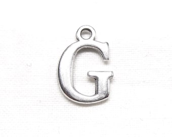 Stainless Steel Letter G Charm Silver Engraved Letter G Round - Etsy