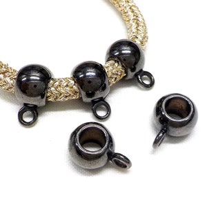 Gun Metal Bail Beads, Black Bail Charm Holder Spacer With Loop, Tube ...