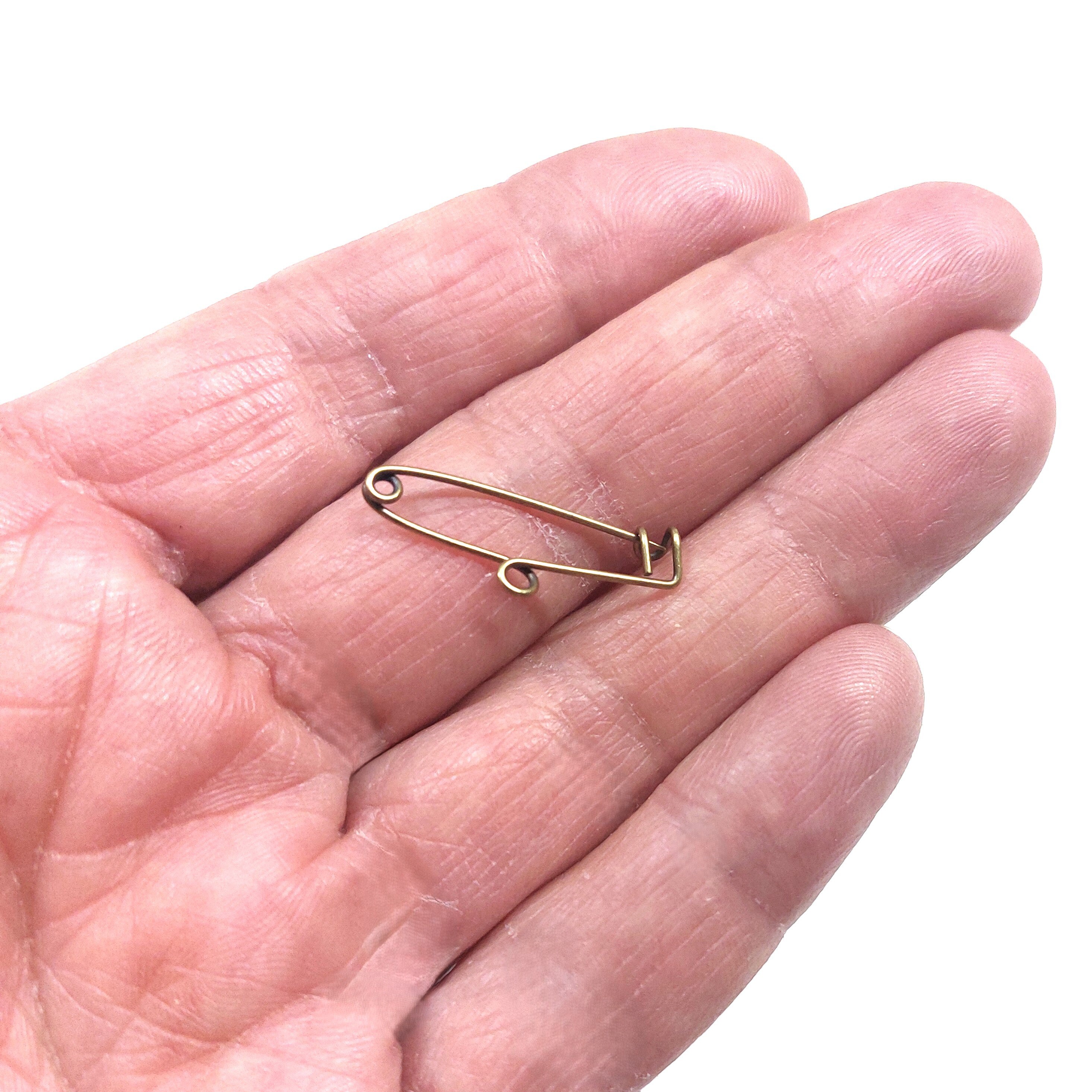 Brass One Loop Safety Pin Brooch, 1 Hook Safety Pin Brooch, Single Loop ...