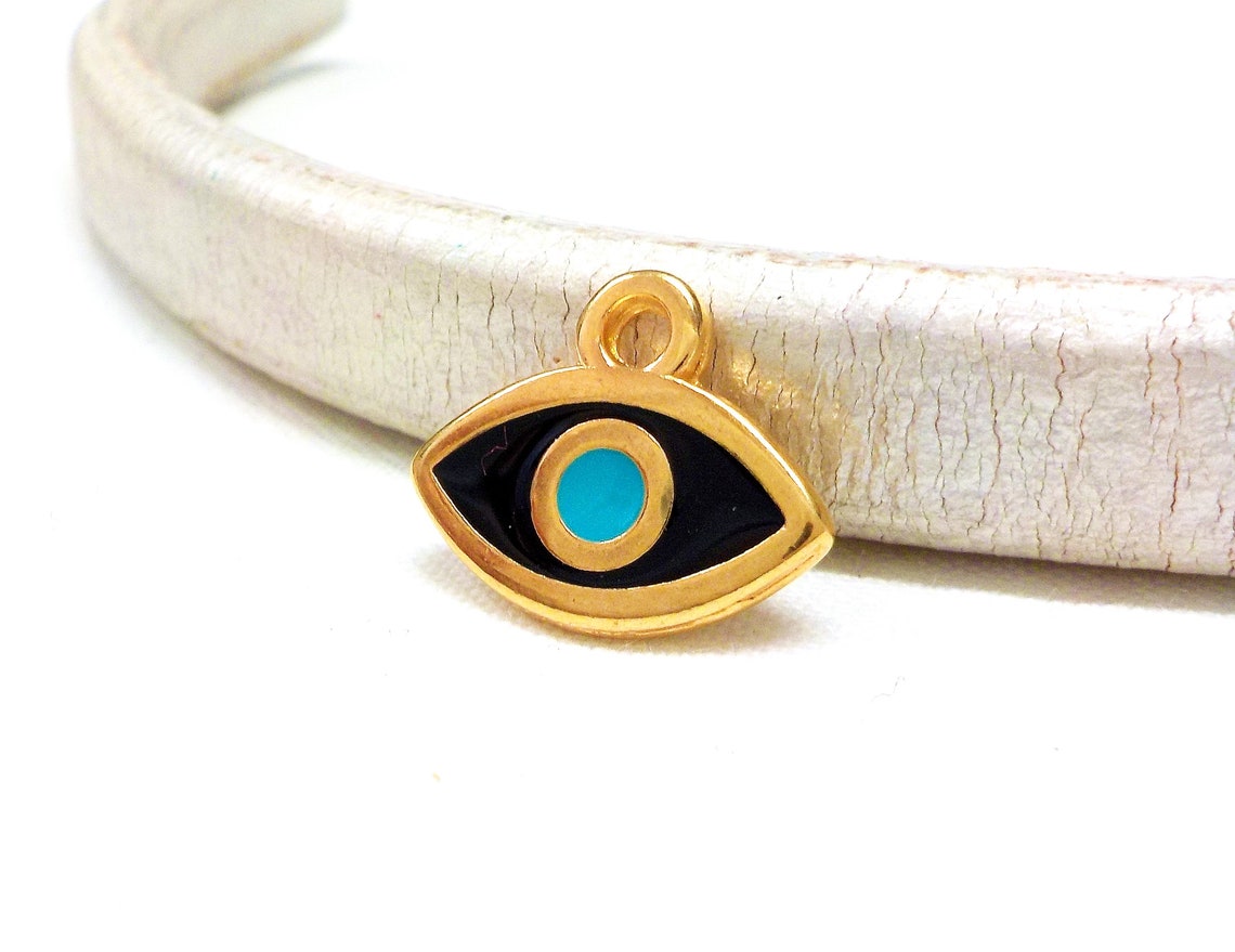 Gold Plated Evil Eye With Black Enamel Gold Metal Evil Eye - Etsy