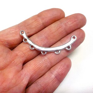 Silver Plated Curved Bar Connector, Necklace Bar Connector With 7 Loops ...