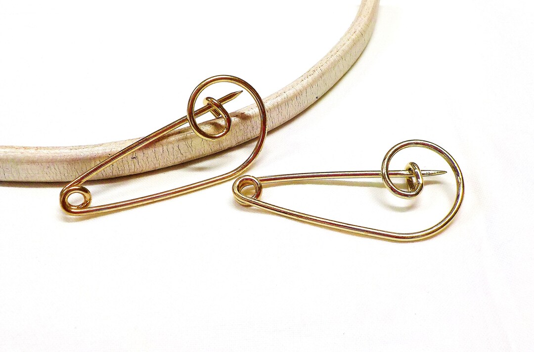 Large Gold Plated Safety Pin, Handmade Safety Pin Brooch, Charm Holder ...