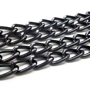 Gun Metal Curb Chain, Black Aluminum Diamond Cut Chain, Open Link ...
