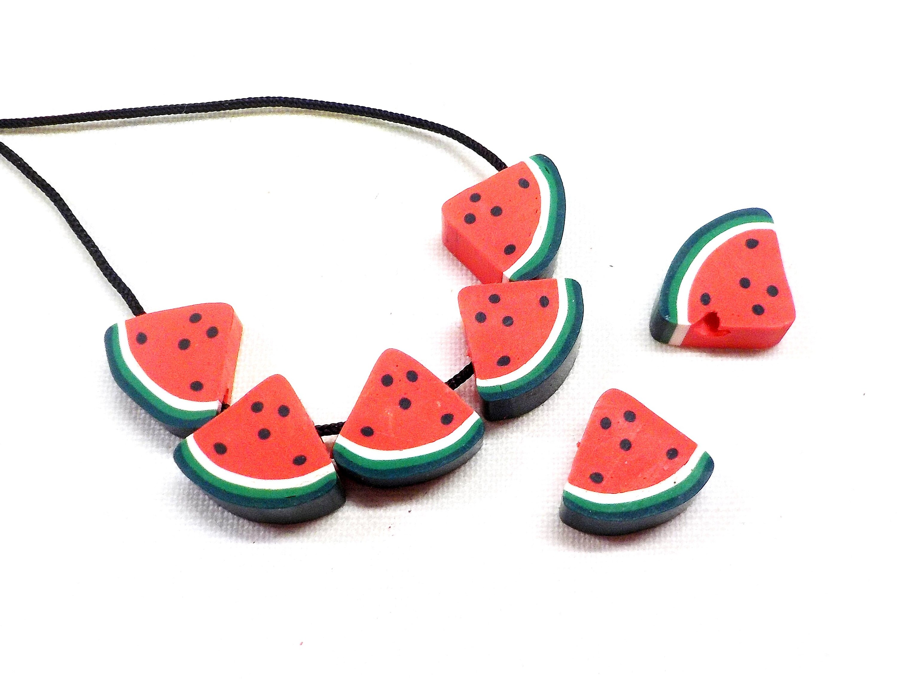 Fimo Polymer Clay Watermelon Fruit Beads Flat Beads Fruit | Etsy