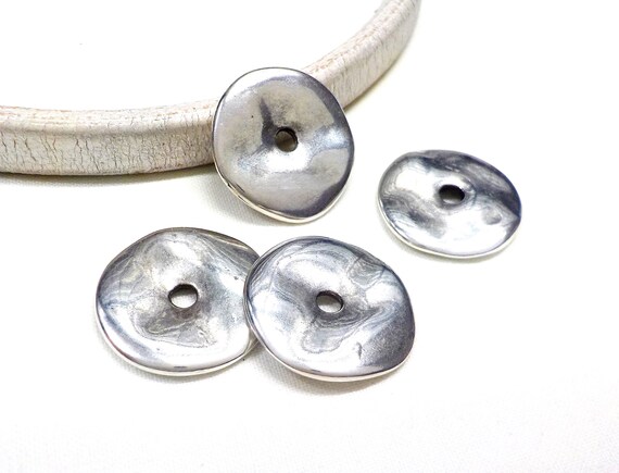Silver Plated Wavy Disc Thick Spacer Metal Beads Rondelle Cast | Etsy