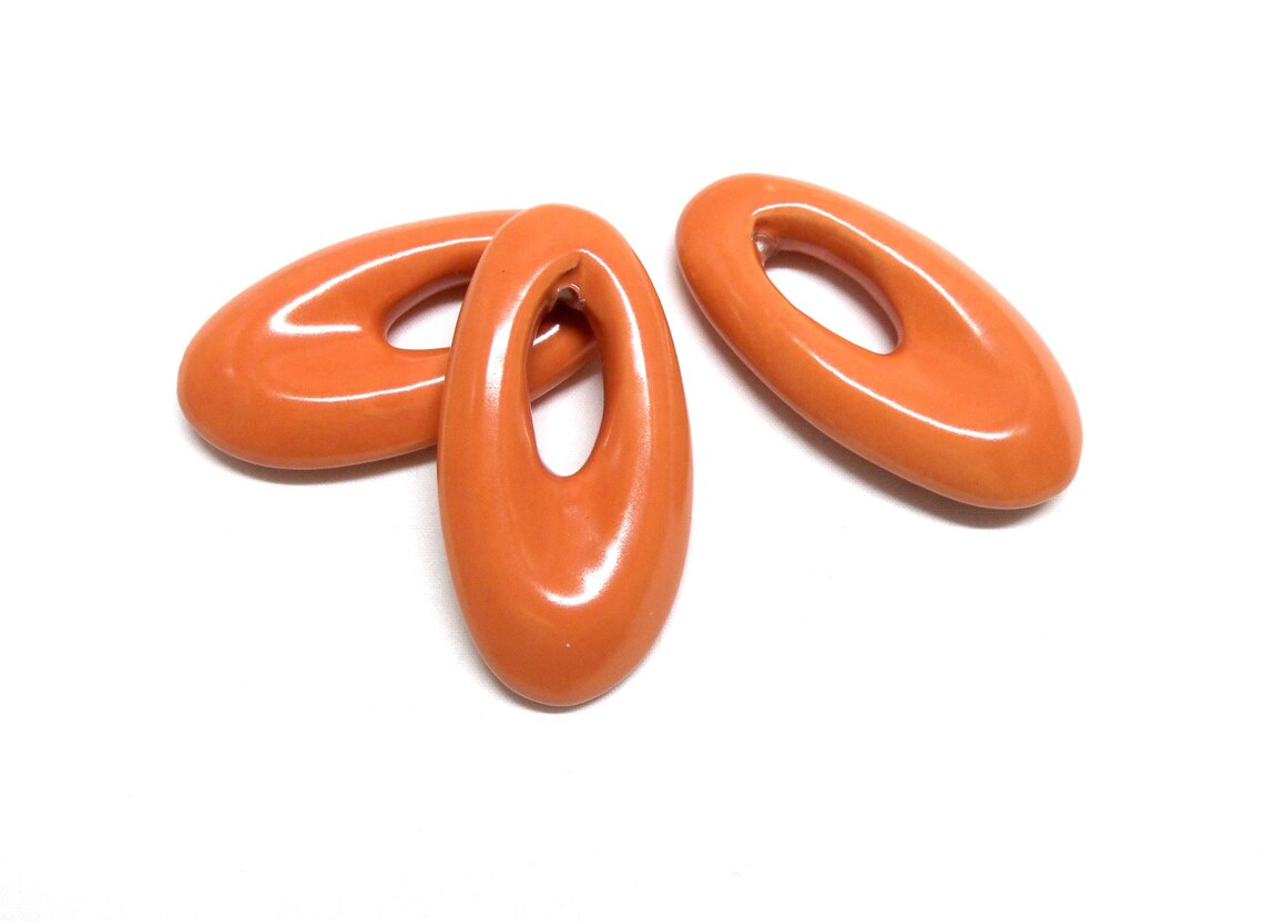 Orange Ceramic Pendant, Oval Ceramic Pendant, Handmade Enamel Greek ...