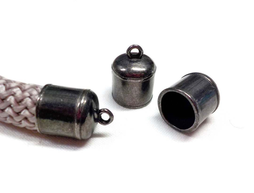 Gun Metal End Caps for 10mm Round Cord, End Caps, Cord Terminals, 10mm ...