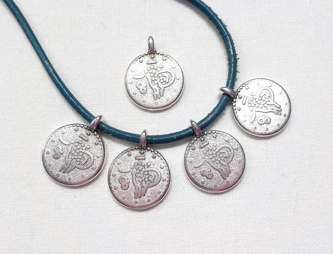 Silver Plated Coin Charm, Ethnic Round Charm, Boho Charm, Necklace ...