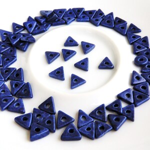Greek Ceramic Triagle Washers, Triangular Beads, Dark Blue Matte Finish ...