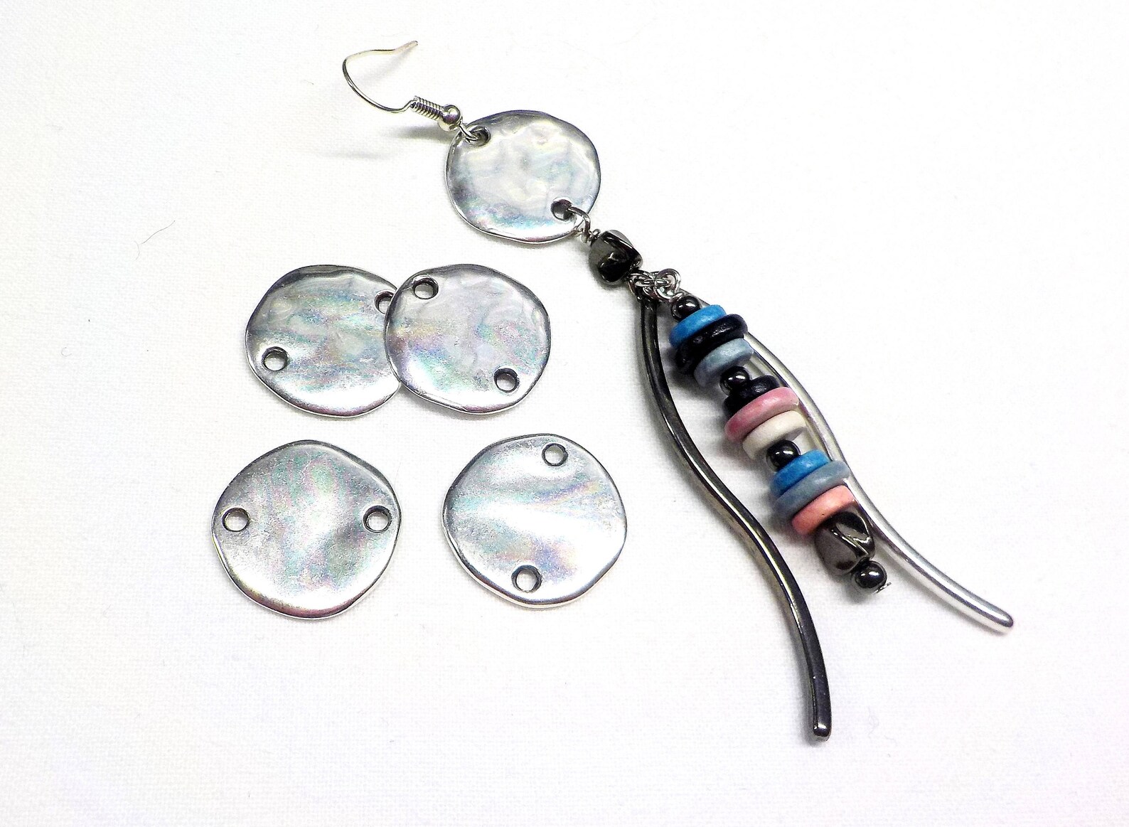 Silver Round Disc Connector Silver Charm Pendant Connector - Etsy