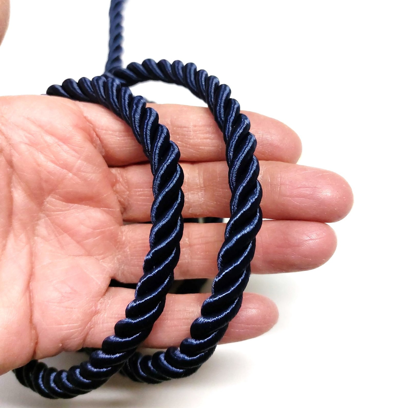 Navy Blue Satin Twisted Cord, Wrapped Thread Cord, Polyester Braided ...