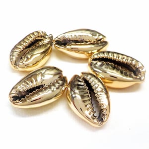 Gold Plated Natural Sea Shell, Back Cut Cowrie Shell Beads, Gold ...