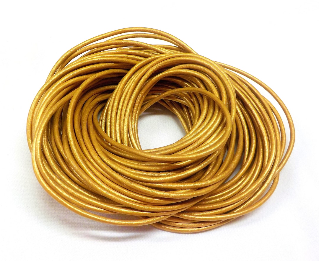 Gold Genuine Round Leather Cord 2mm, Greek High Quality Leather Cord ...