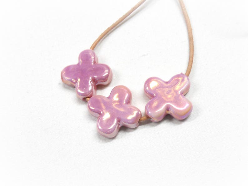 Pink Porcelain Cross Bead Cross Slider Porcelain Cross | Etsy