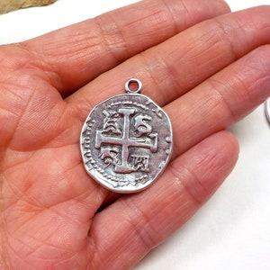 Silver Plated Round Cross Pendant, Double Sided Cross Pendant, Coin ...