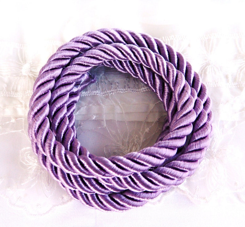 Lilac Light Violet Satin Twisted Cord, Wrapped Thread Cord, 9-10mm Rope ...