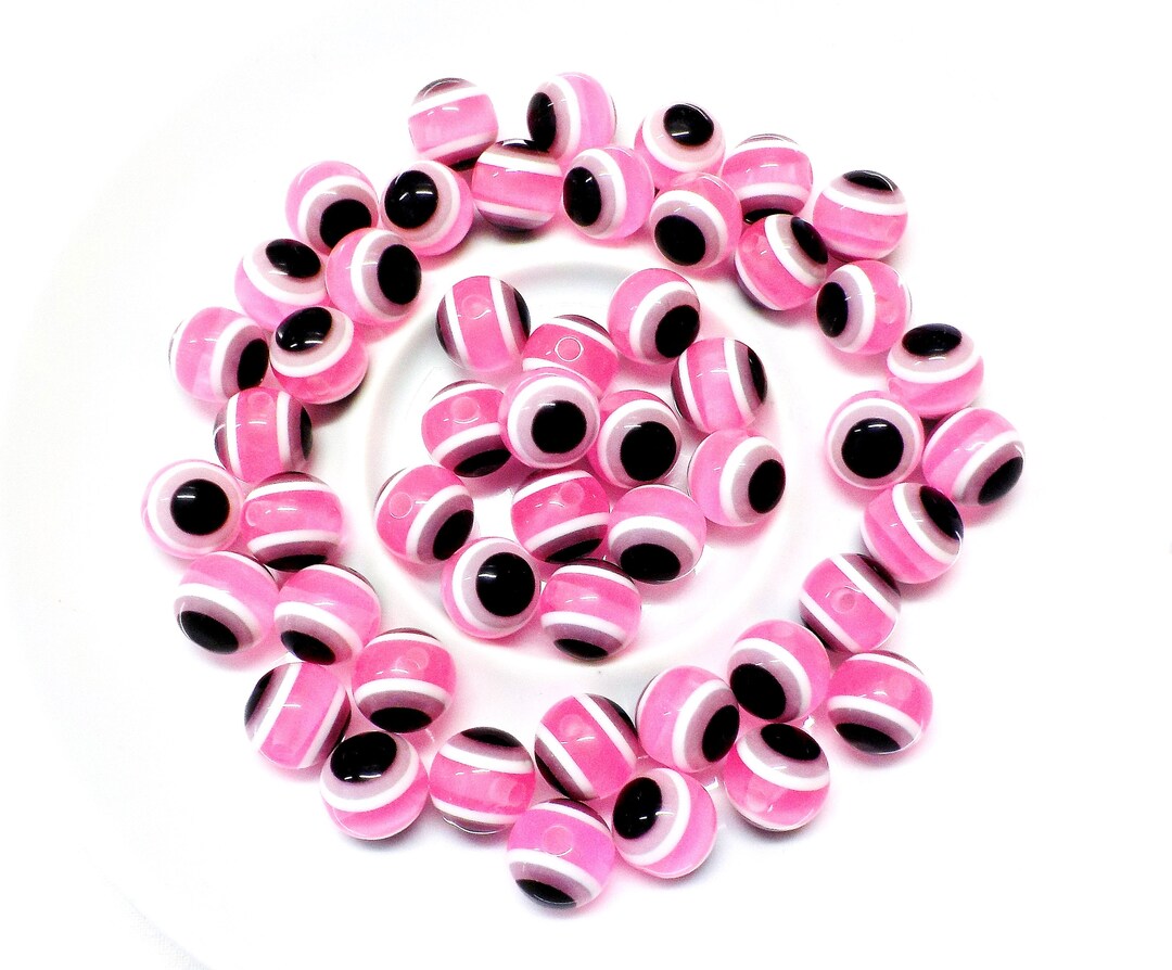 Large Evil Eye Beads Good Luck Protection Beads Pink High - Etsy