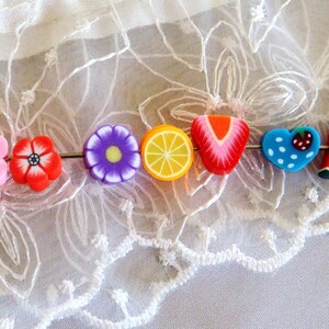 Fimo Polymer Clay Apple Fruit Beads, Round Flat Beads, Fruit Jewelry ...