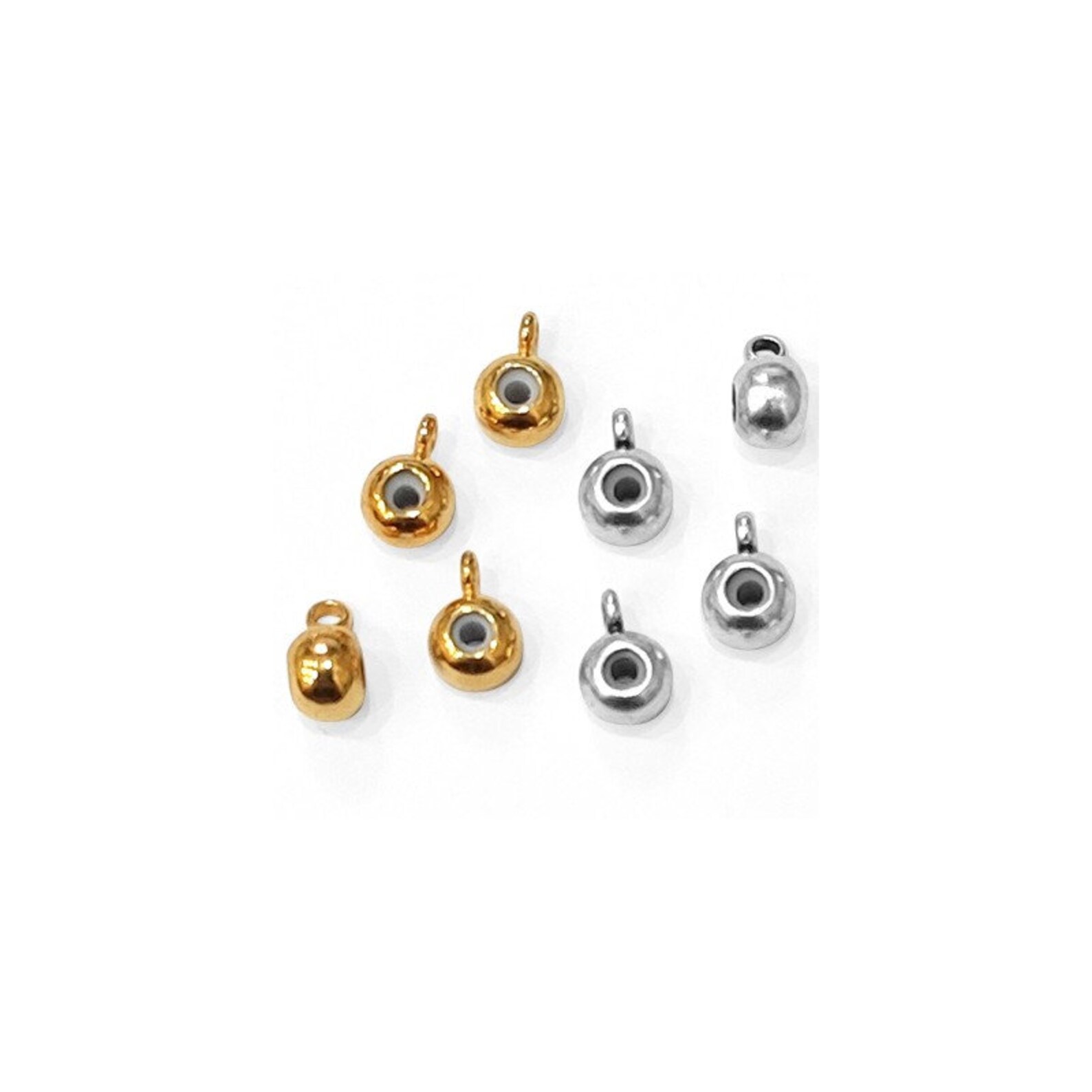 Gold Stopper Bail Beads With Rubber Tube, Charm Holder Spacer With Loop ...