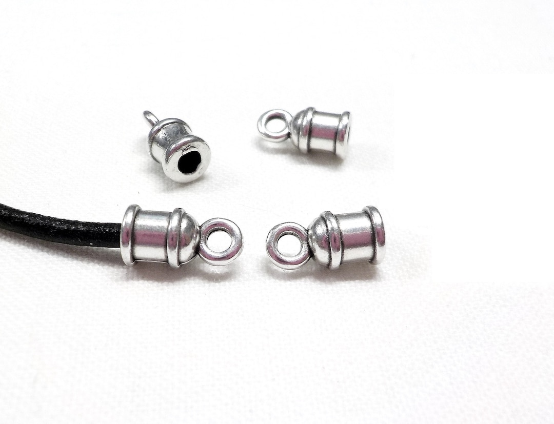 999 Silver Plated End Caps for Round Cord 2mm, Cords Edge, Cord End Hat ...