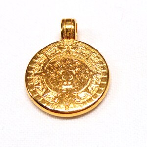 Mayas Calendar 24K Gold Plated Disc Pendant, Mayas Charm, Ancient Maya ...
