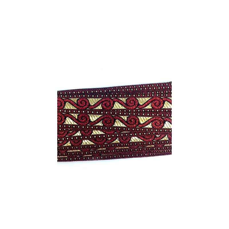 Red Gold Woven Embroidered Jacquard Trim Metallic Ribbon | Etsy