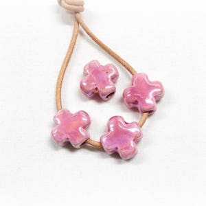 Pink Ceramic Cross Bead, Greek Enameled Ceramic Slider, Ceramic Cross ...