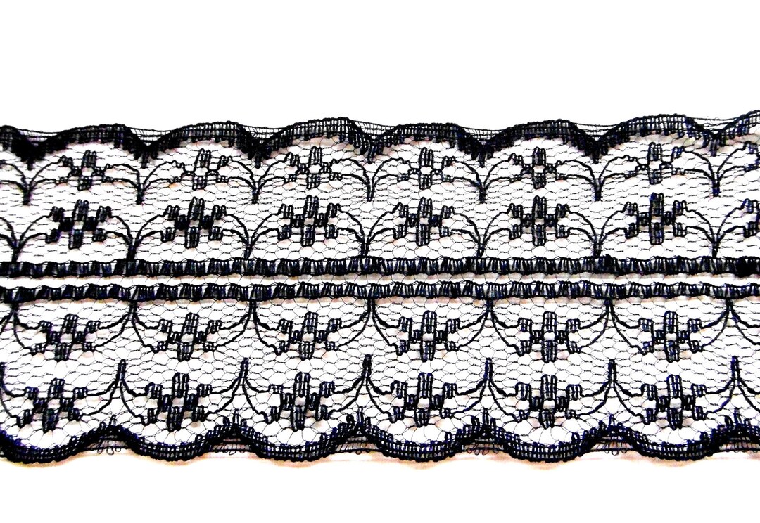 Black Lace Ribbon Trim, Choker Lace, Lace Fabric, Double Side Scalloped ...