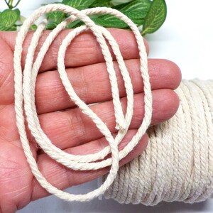3mm Natural Macrame Cotton Rope, 3-strand Twisted 100% Recycled Cotton ...