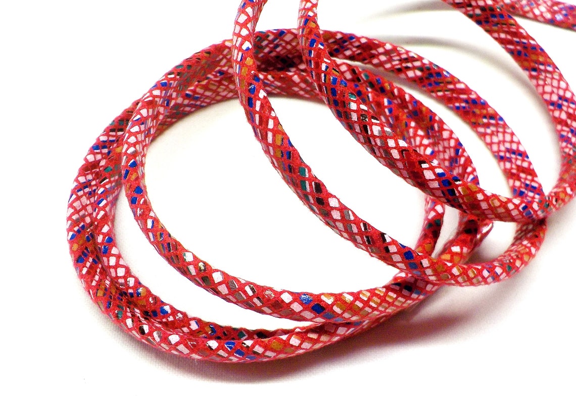 Red Fabric Flat Cotton Cord Flat Cotton Rope Ethnic Design | Etsy