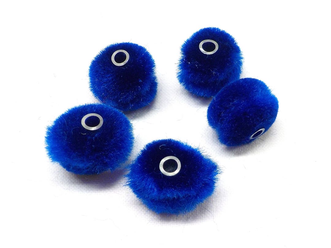 Blue Pom Poms With Tube, Pom Pom Beads Sliders, Earrings Necklace ...