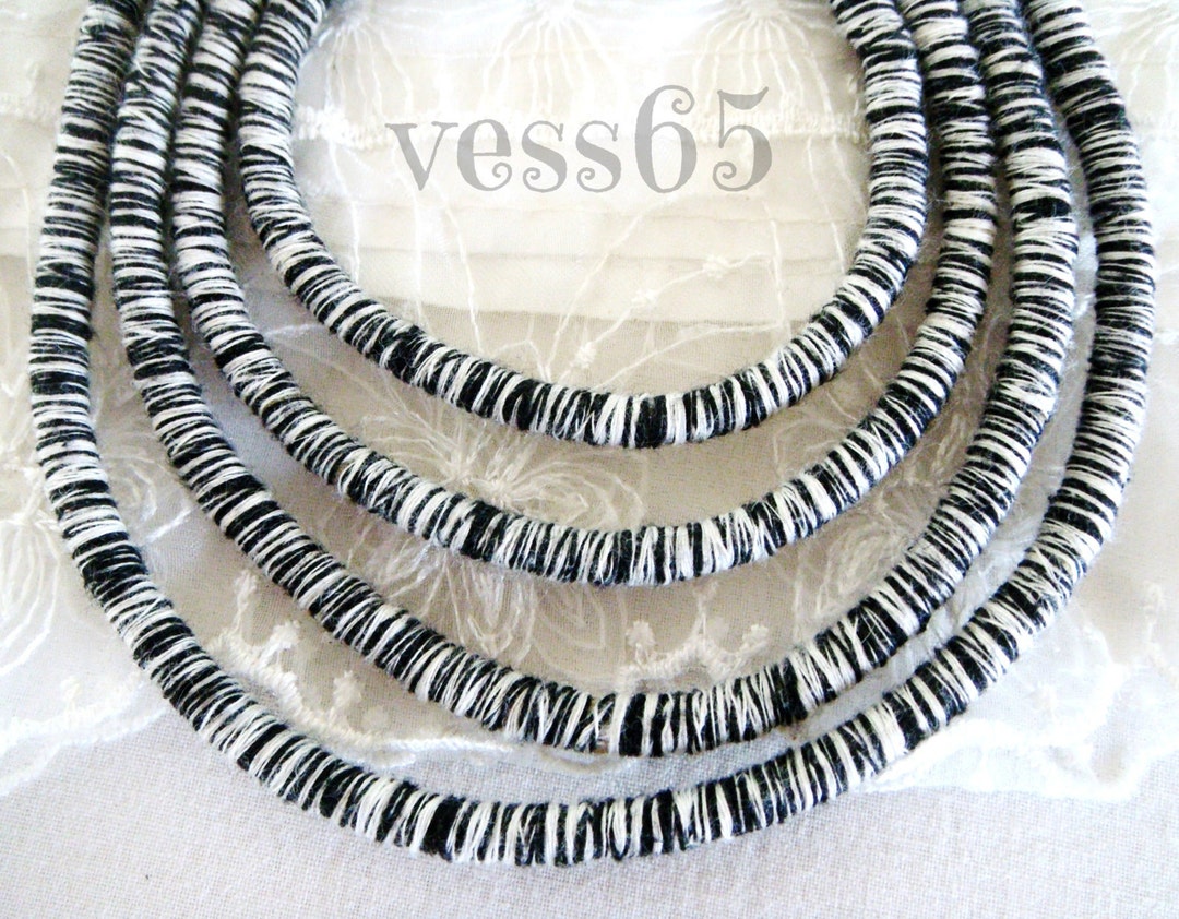 Black White Wrapped Thread Rope Cord, Covered Cording Fibre Wrap Cord ...