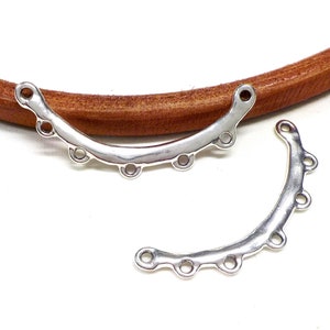 Silver Plated Curved Bar Connector, Necklace Bar Connector With 7 Loops ...