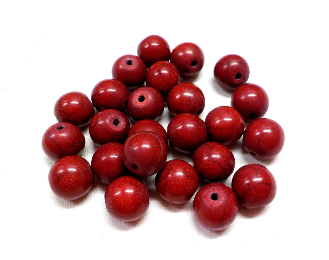 10mm Red Howlite Beads Round Red Howlite Balls Sphere - Etsy