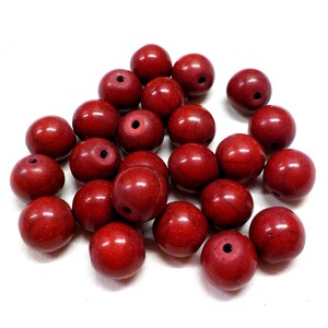 10mm Red Howlite Beads, Round Red Howlite Balls, Sphere Gemstone Beads ...