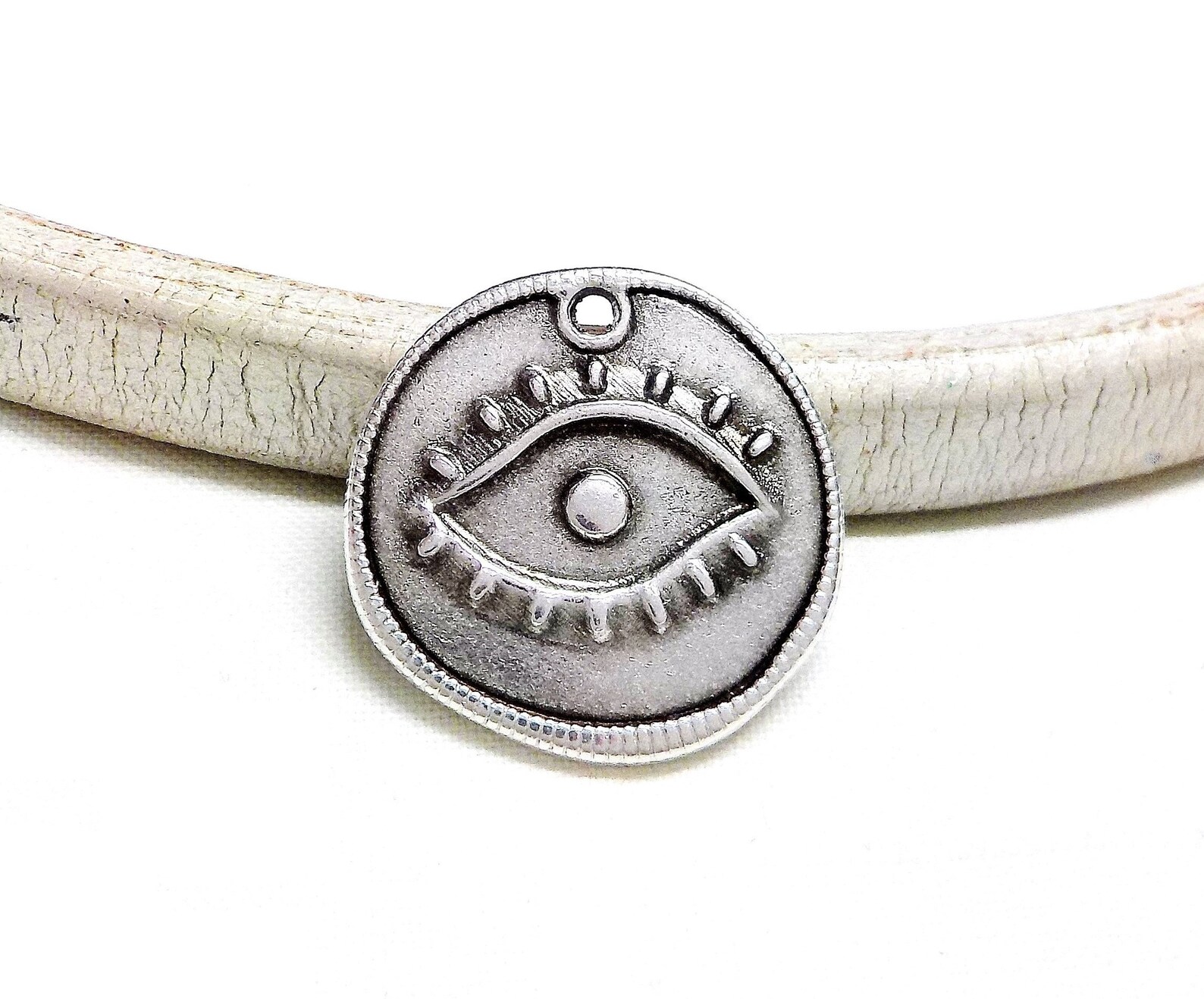 Silver Plated Evil Eye Charm Pendant, Good Luck Pendant, Eye Protection ...