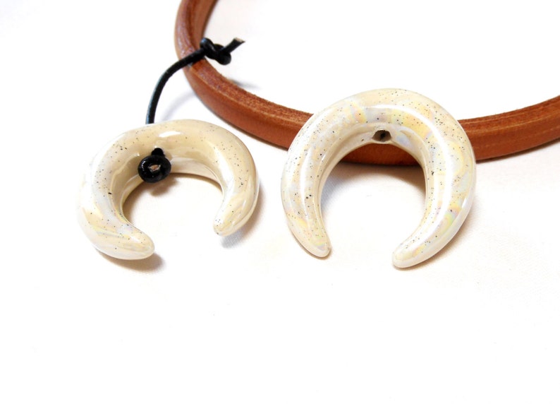 Double Horn Crescent Moon Pendant Enamel Greek Ceramic - Etsy