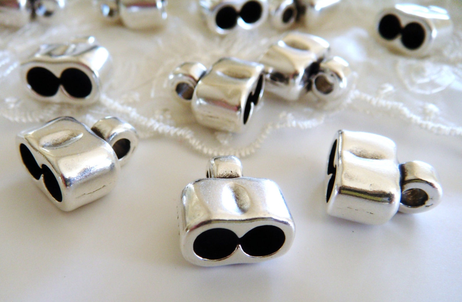 Silver Plated Double End Caps Double Terminator Double Cord - Etsy