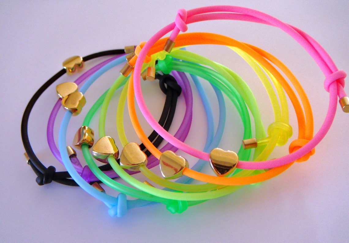 Rubber PVC Bracelet Color Block Friendship Bracelet | Etsy