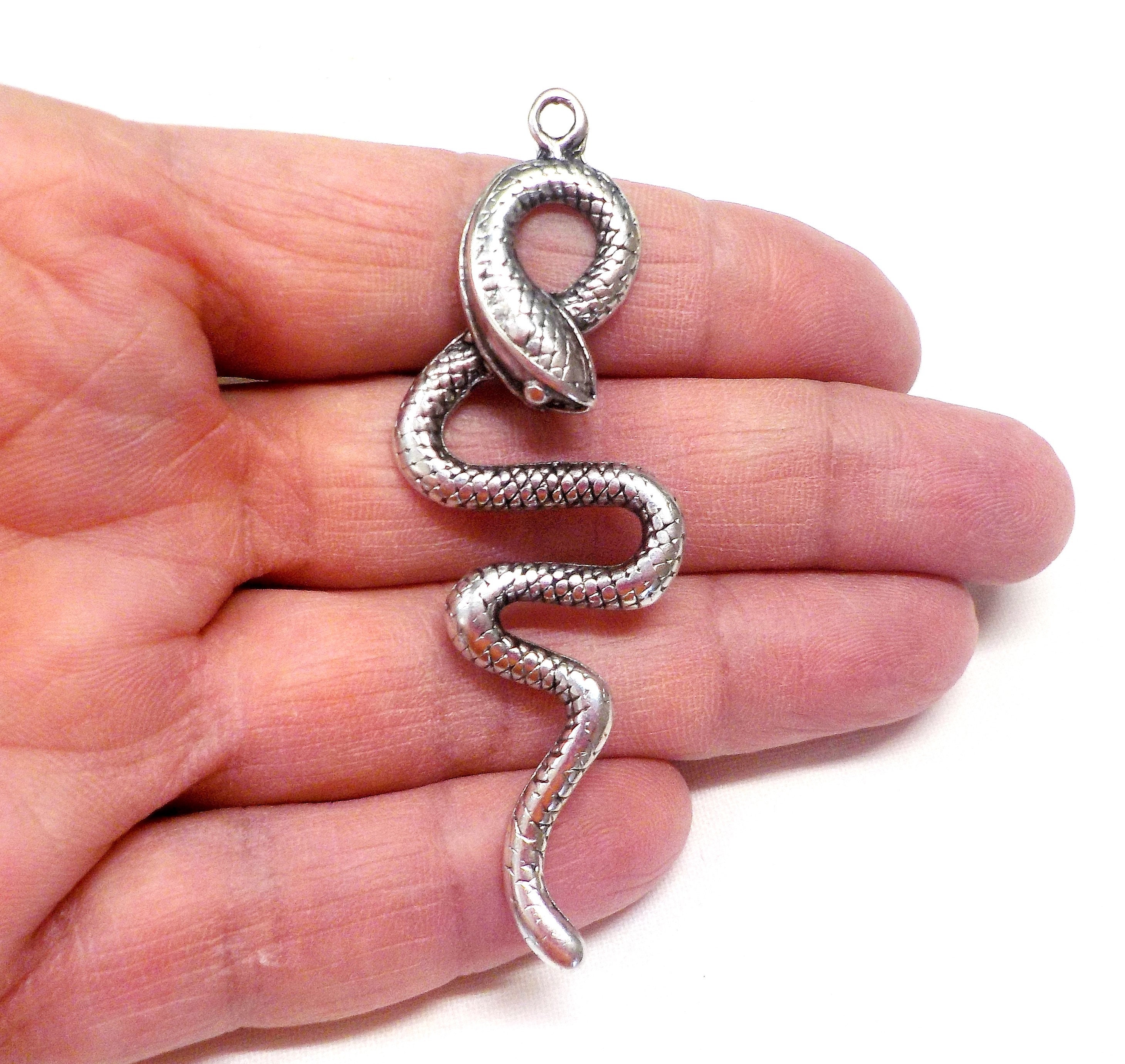 Silver Plated Snake Pendant, Snake Necklace, Snake Earrings, Animal ...