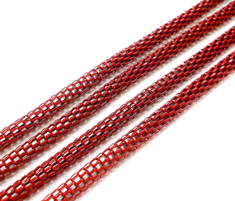 Red Round Steel Chain, Mesh Chain, Net Chain, Colored Round Chain 3mm ...