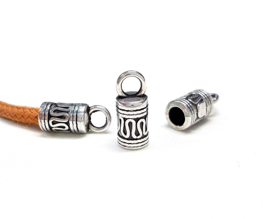 Silver Plated End Caps, Round Cord End Caps, Ethnic Cord Ends, Tribal ...