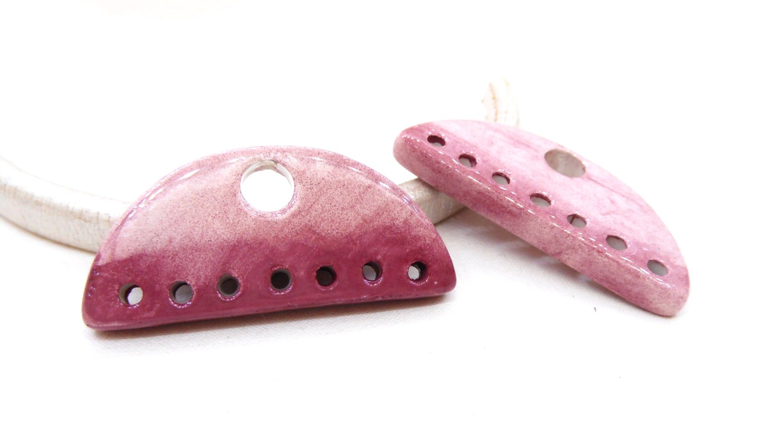 Pink Enamel Ceramic Pendant Hand Painted Greek Ceramic | Etsy