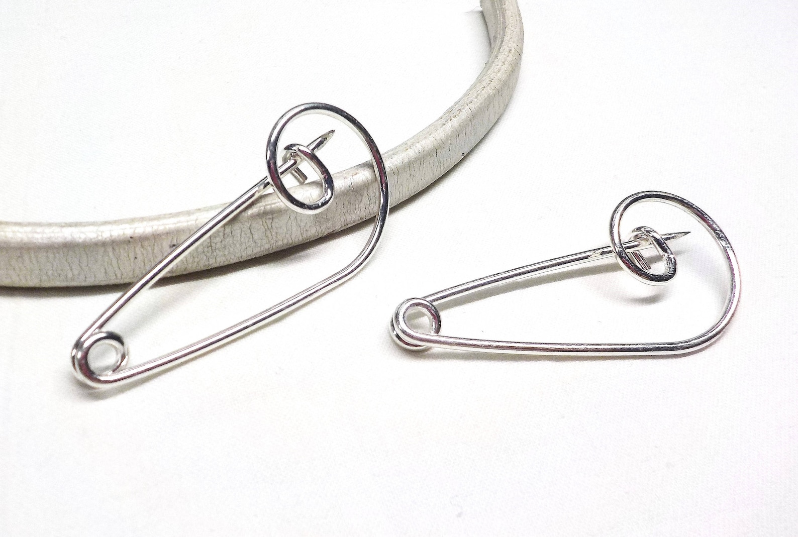 Large Silver Plated Safety Pin, Handmade Safety Pin Brooch, Charm ...