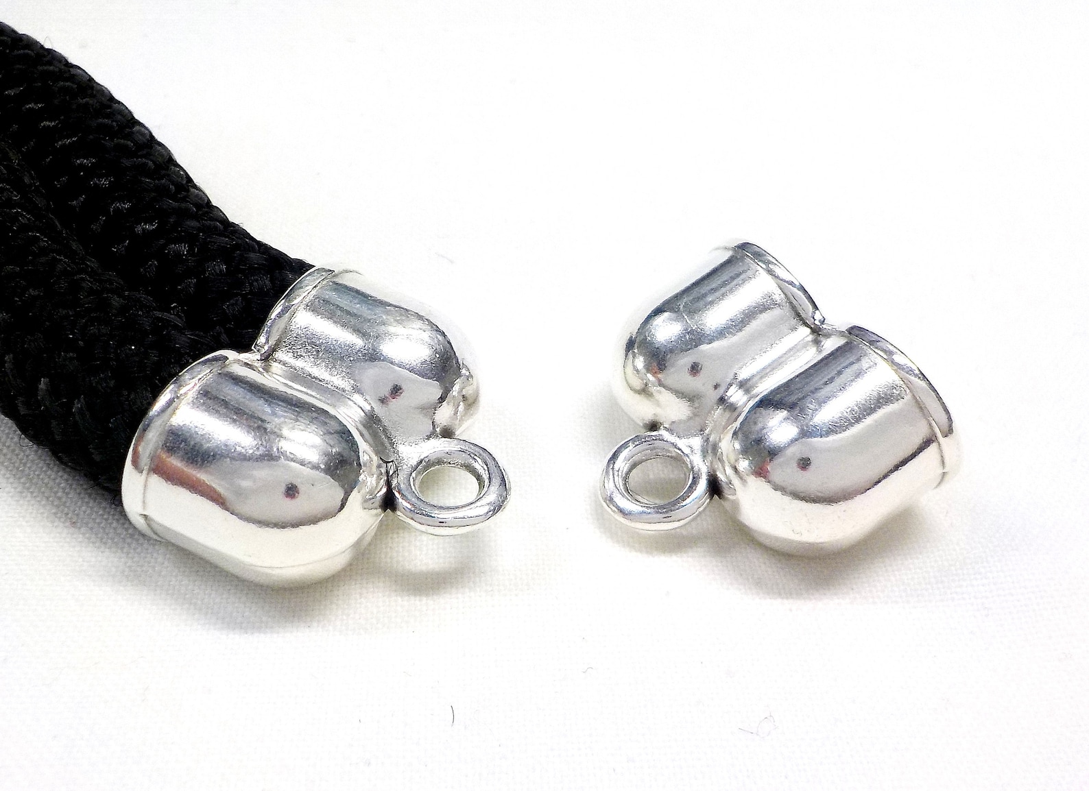 Silver Double End Caps 25x20x13mm (Ø 10.2mm Each Hole), Cords Edge ...