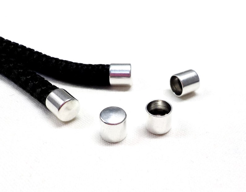 Silver Flat Head End Caps Without Loop and Hole for 5mm Round Cord ...